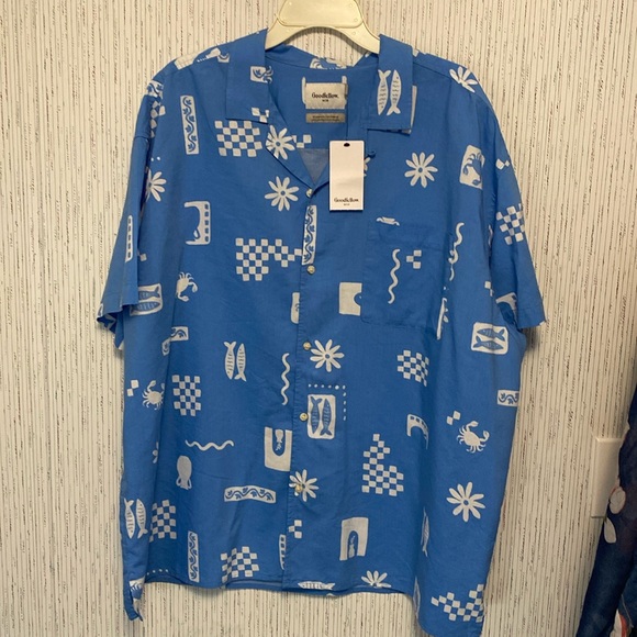 Goodfellow & Co | Shirts | Goodfellow Co Mens Blue Graphic Button Down ...